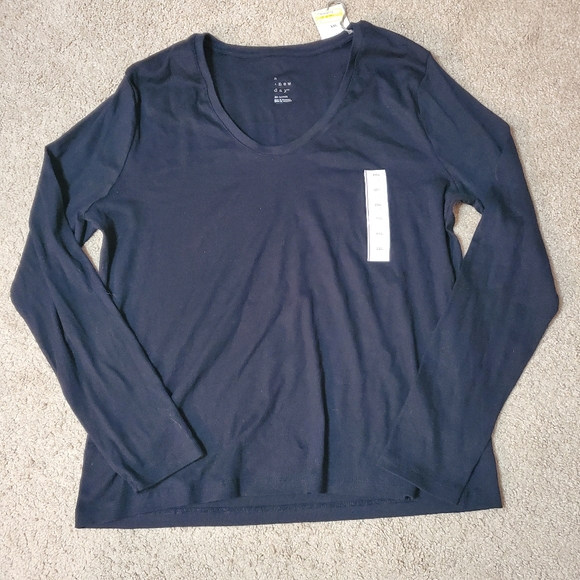 a new day | Tops | A New Day Black Long Sleeve Ribbed Shirt Xxl | Poshmark
